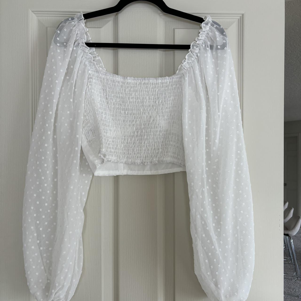 White shein crop top. Cute bust details and sheer... - Depop