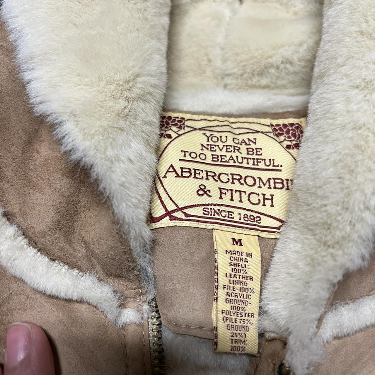 y2k abercrombie & fitch leather suede and fur trim... - Depop