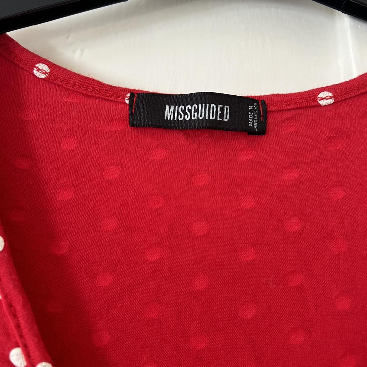 Missguided red spotty dress, 3/4 sleeves, slight... - Depop