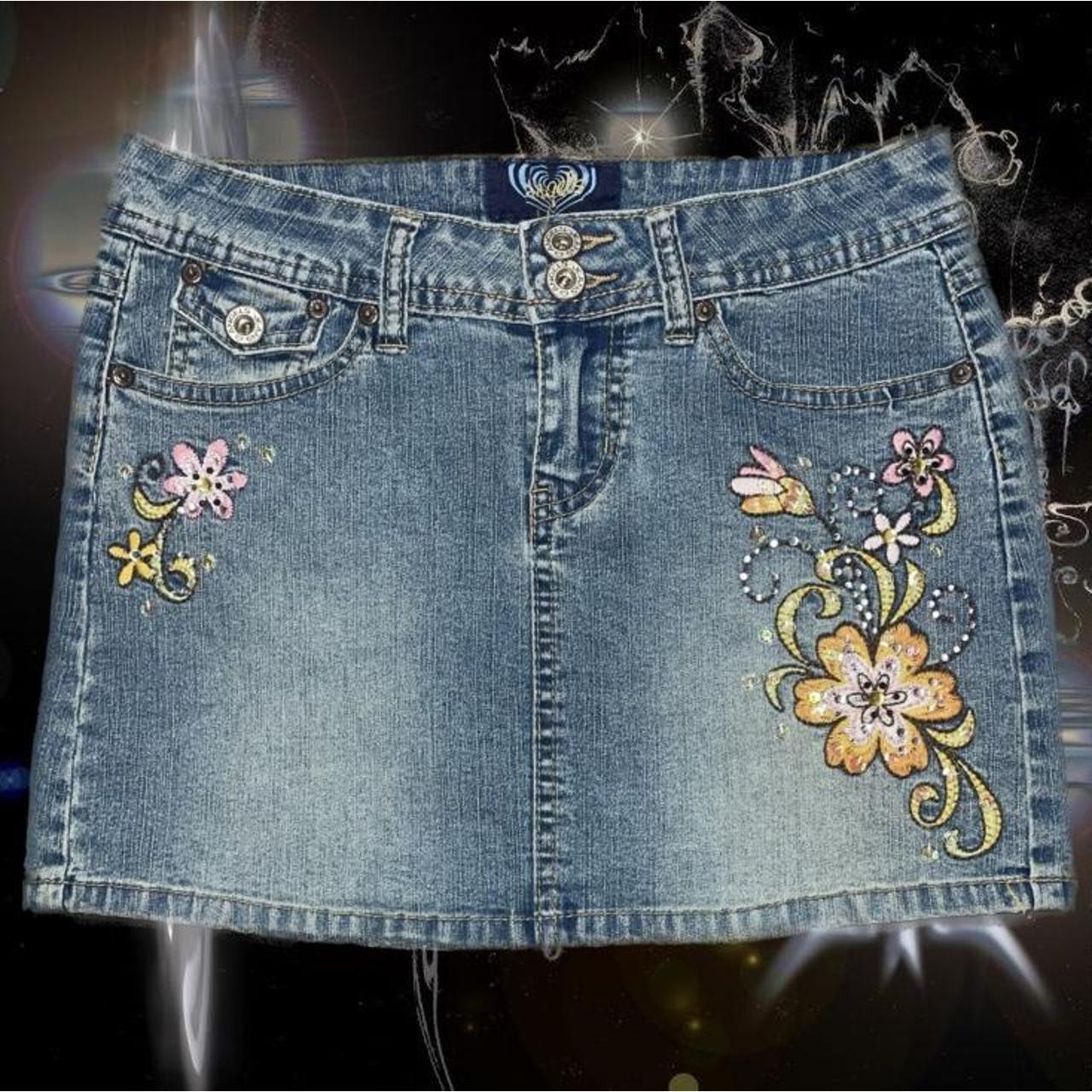 Vintage y2k Angels embroidered bejeweled denim... - Depop