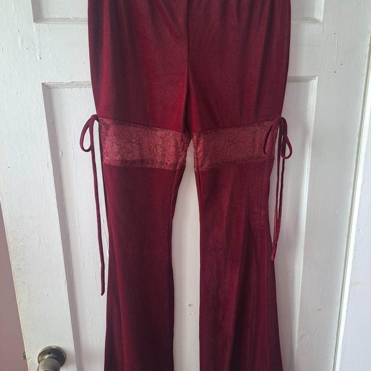 Vampire Pants Sexy Red Velvet with Gorgeous Red Lace... - Depop