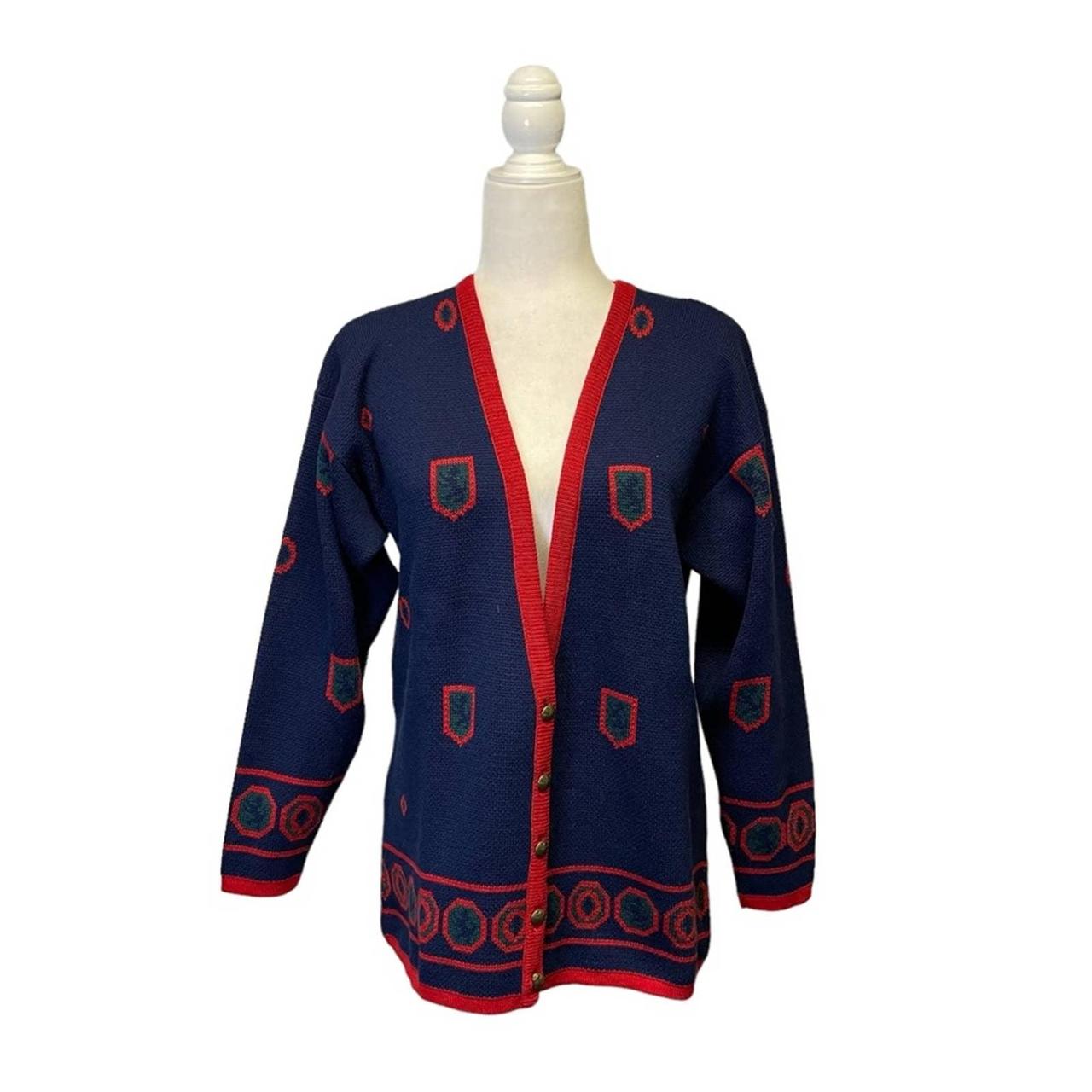 Pendleton Women's Blue and Red Cardigan | Depop