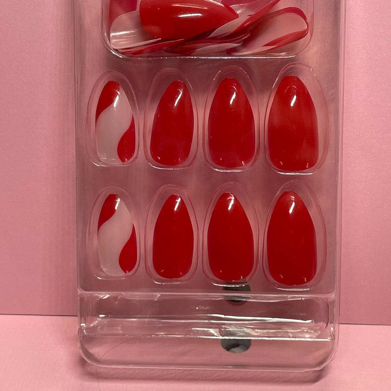 Shein nails, medium long red press-on nails, never... - Depop