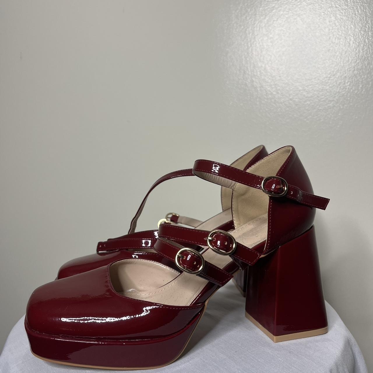 cherry red vintage style mary janes 🍒 #maryjanes... - Depop