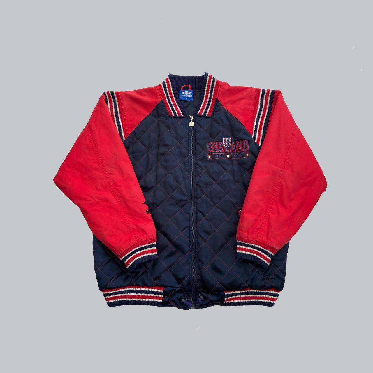 1993-94 England Umbro Bomber Jacket Vintage Navy... - Depop