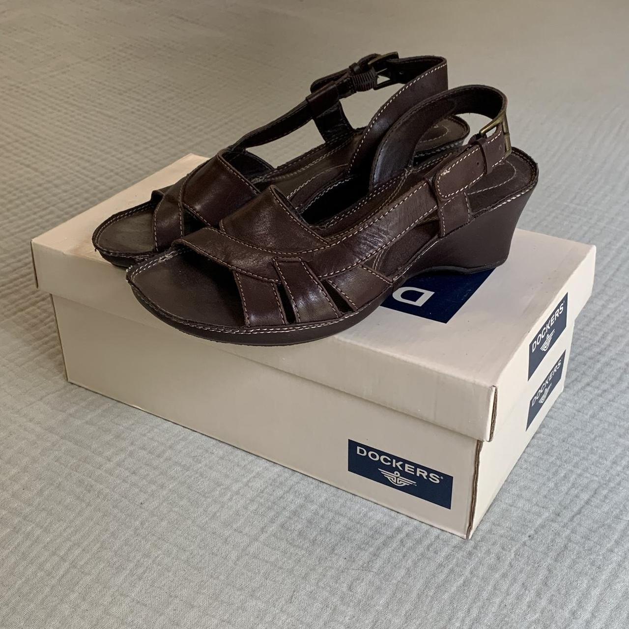 Dockers Brown Strappy Leather Sandals In great... - Depop