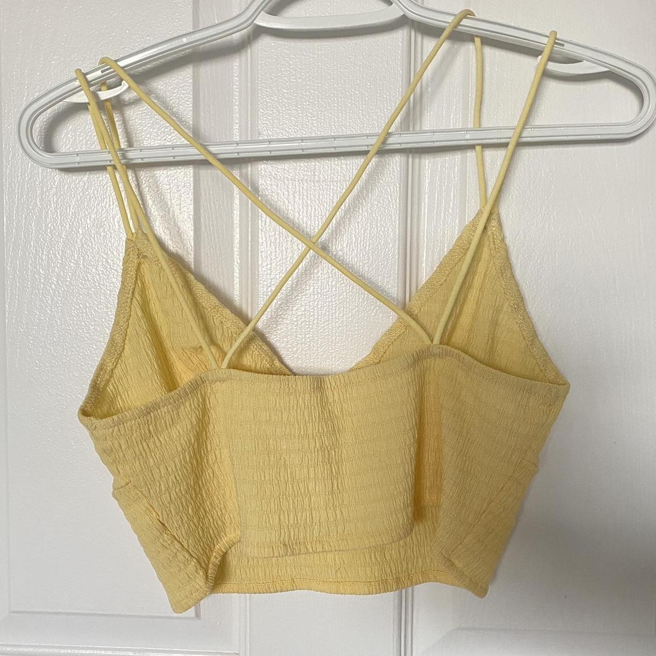 Super cute yellow cropped tank top! Size... - Depop
