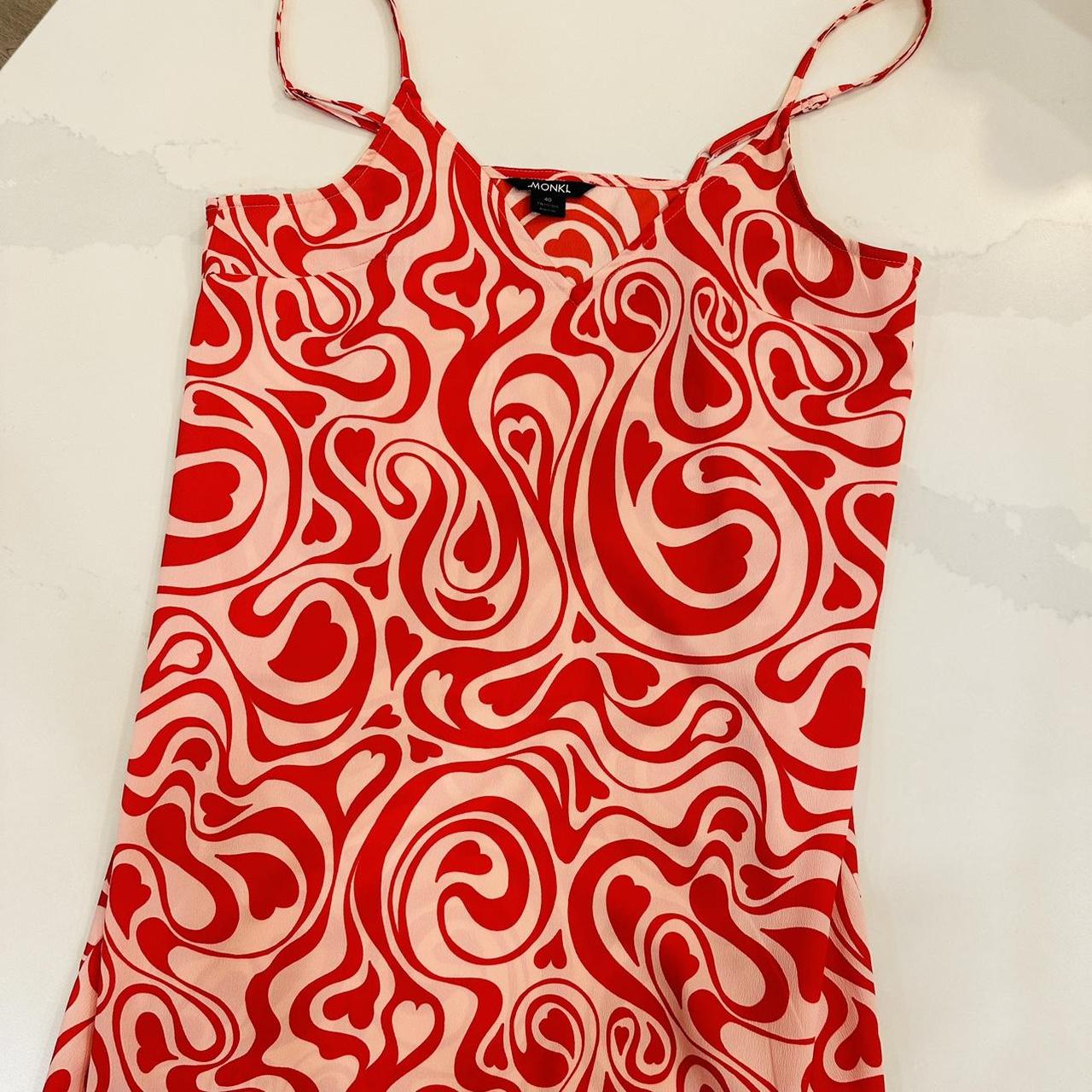 Monkl ‘70s inspired mini slip dress with wavy heart... - Depop