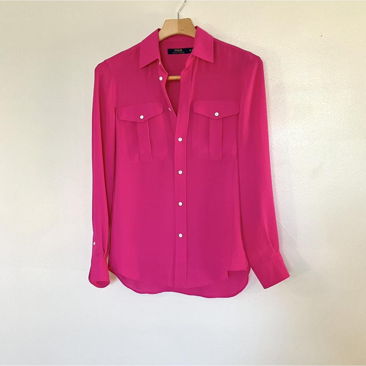 Polo Ralph Lauren silky lightweight pink button down... - Depop