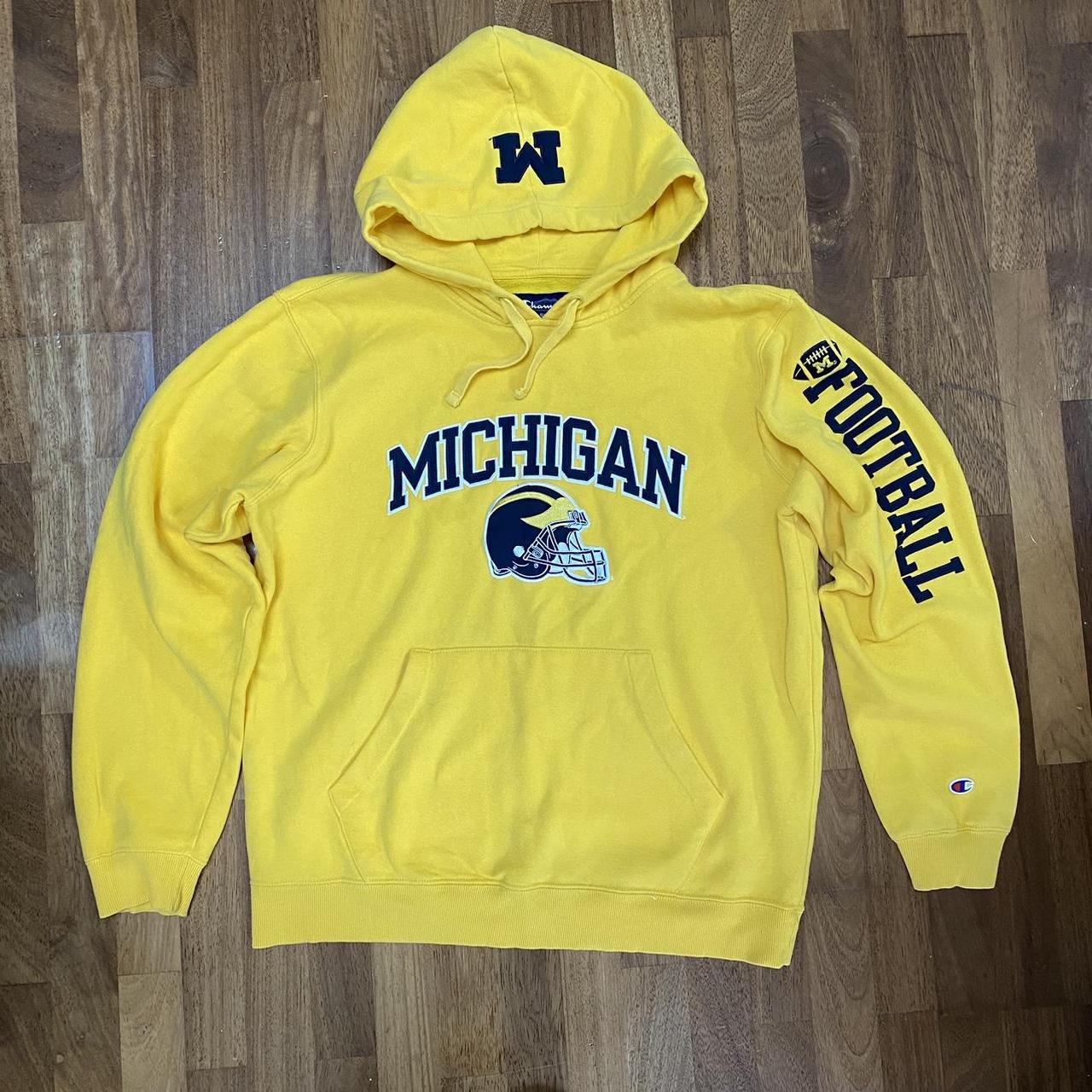 Vintage Michigan football yellow champion hoodie,... - Depop