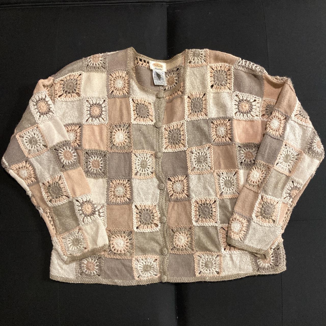 Talbots hand knit patterned crochet sweater /... - Depop