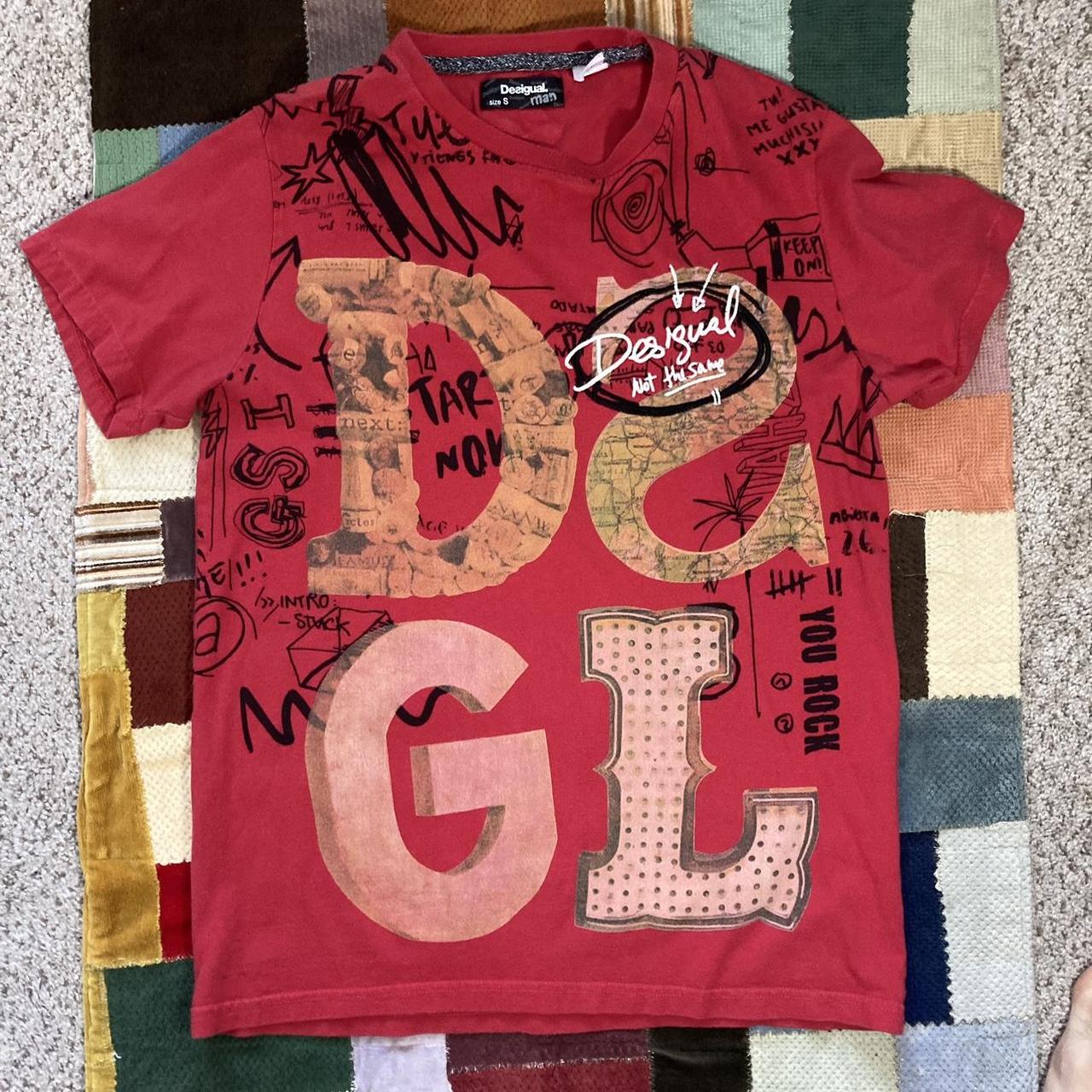 desigual mens red shirt - Depop