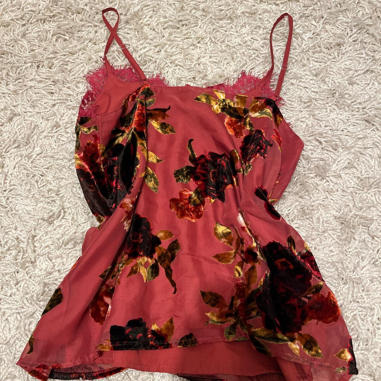 Floral and lace cami stop with beautiful design of... - Depop