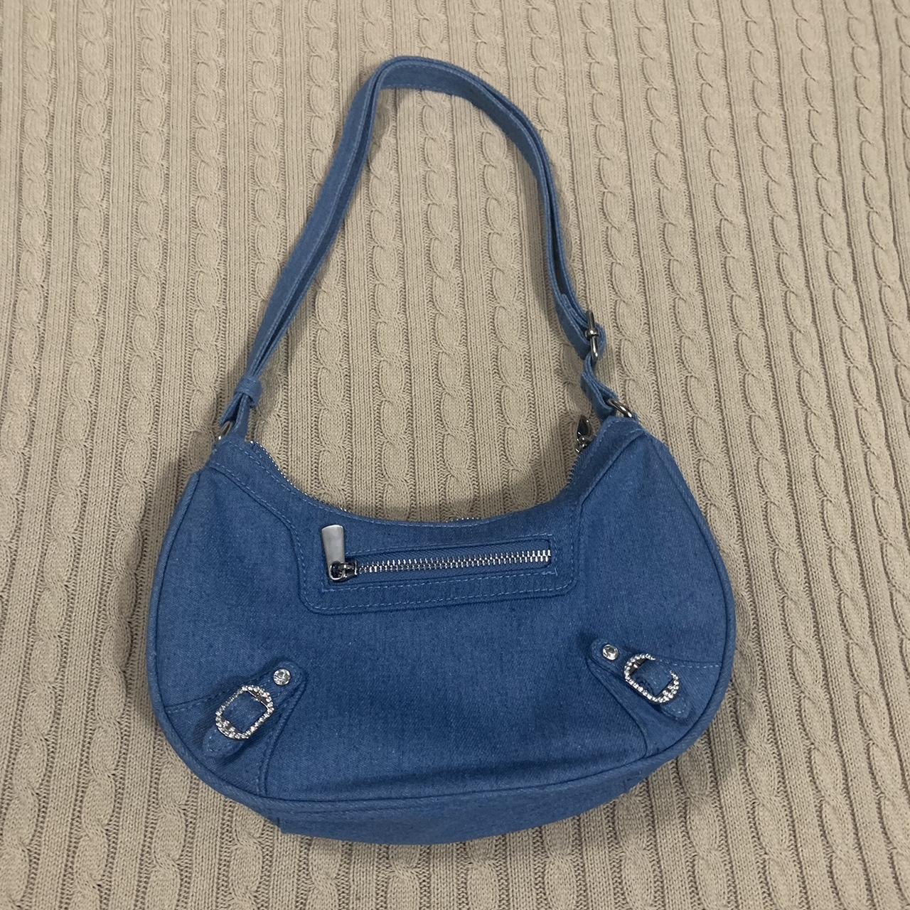 Wild Fable blue denim shoulder bag with silver... - Depop