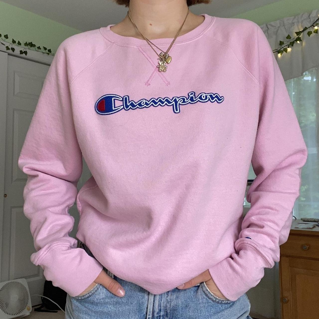 Perfect comfy pink Champion crewneck Womens size... - Depop
