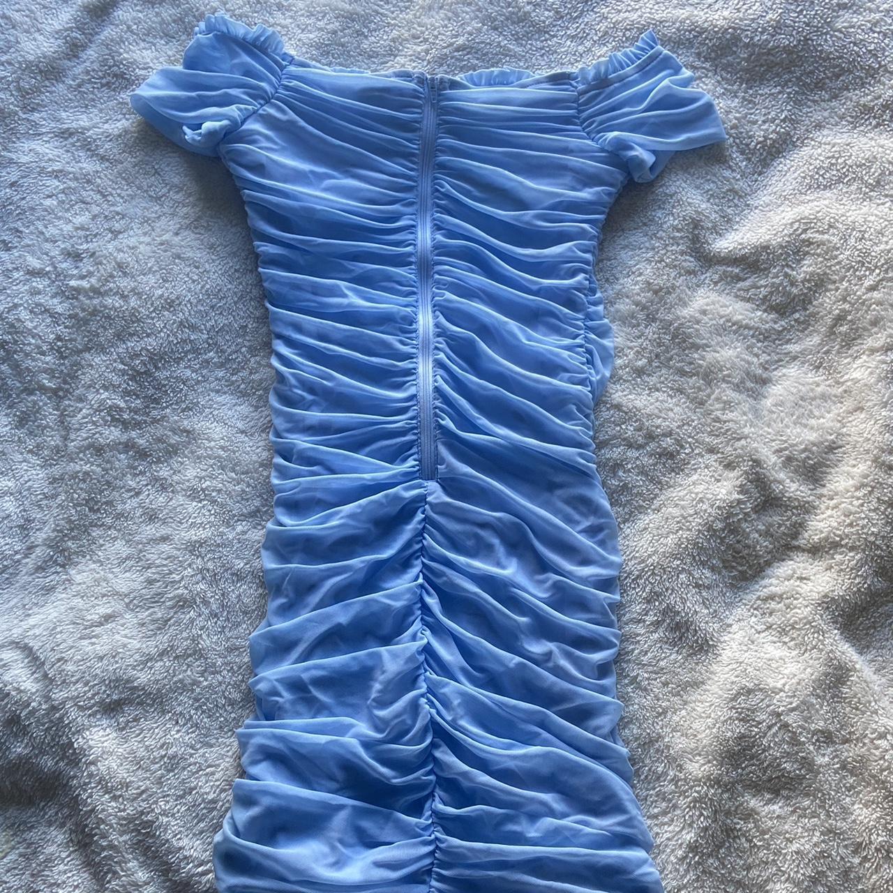 Windsor Light Blue Ruched Mini Dress Never Worn... - Depop