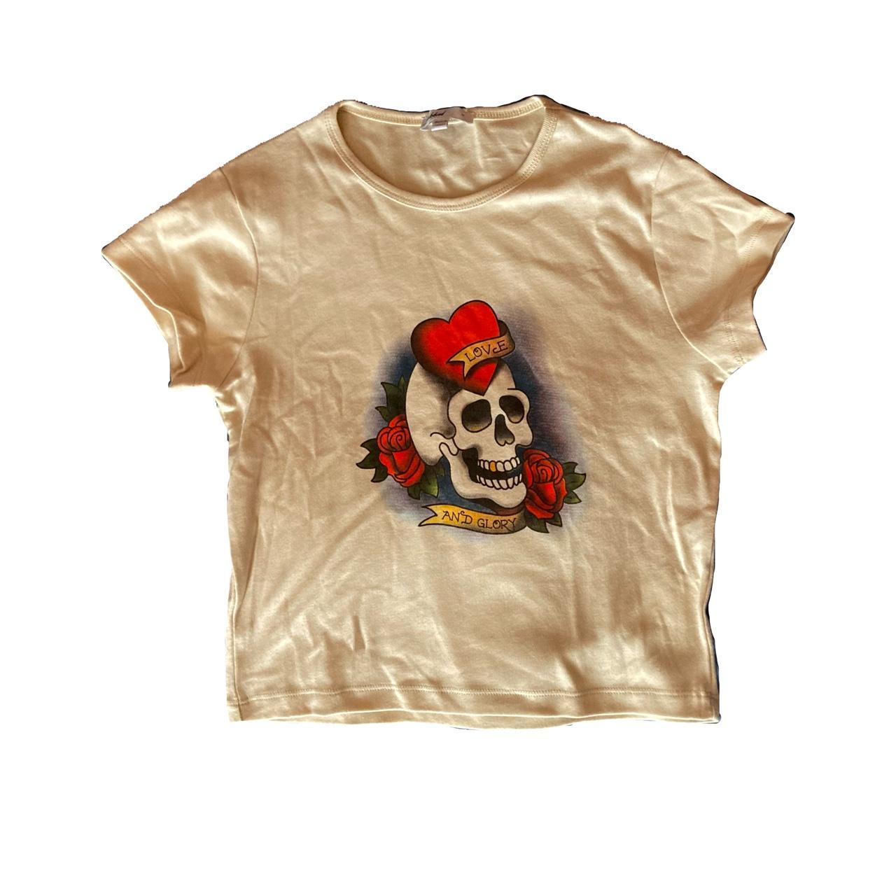 Subdued Women's Red and Cream Crop-top | Depop