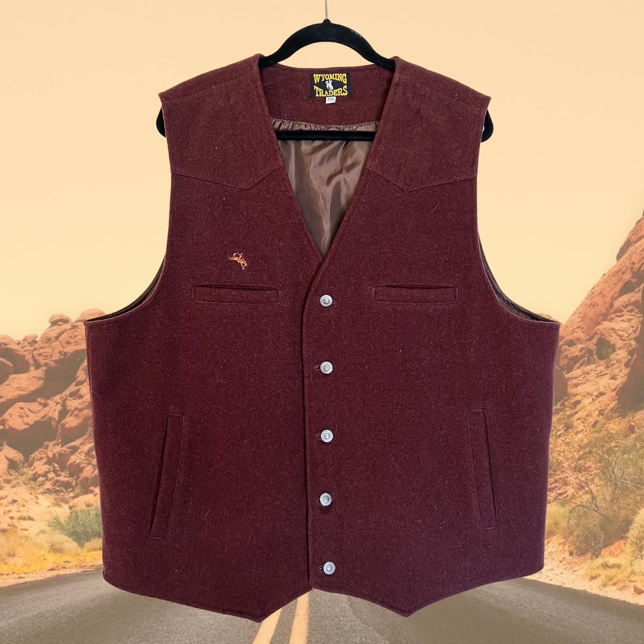 Men's XXL Wyoming Traders vest. 100% brown wool and... - Depop