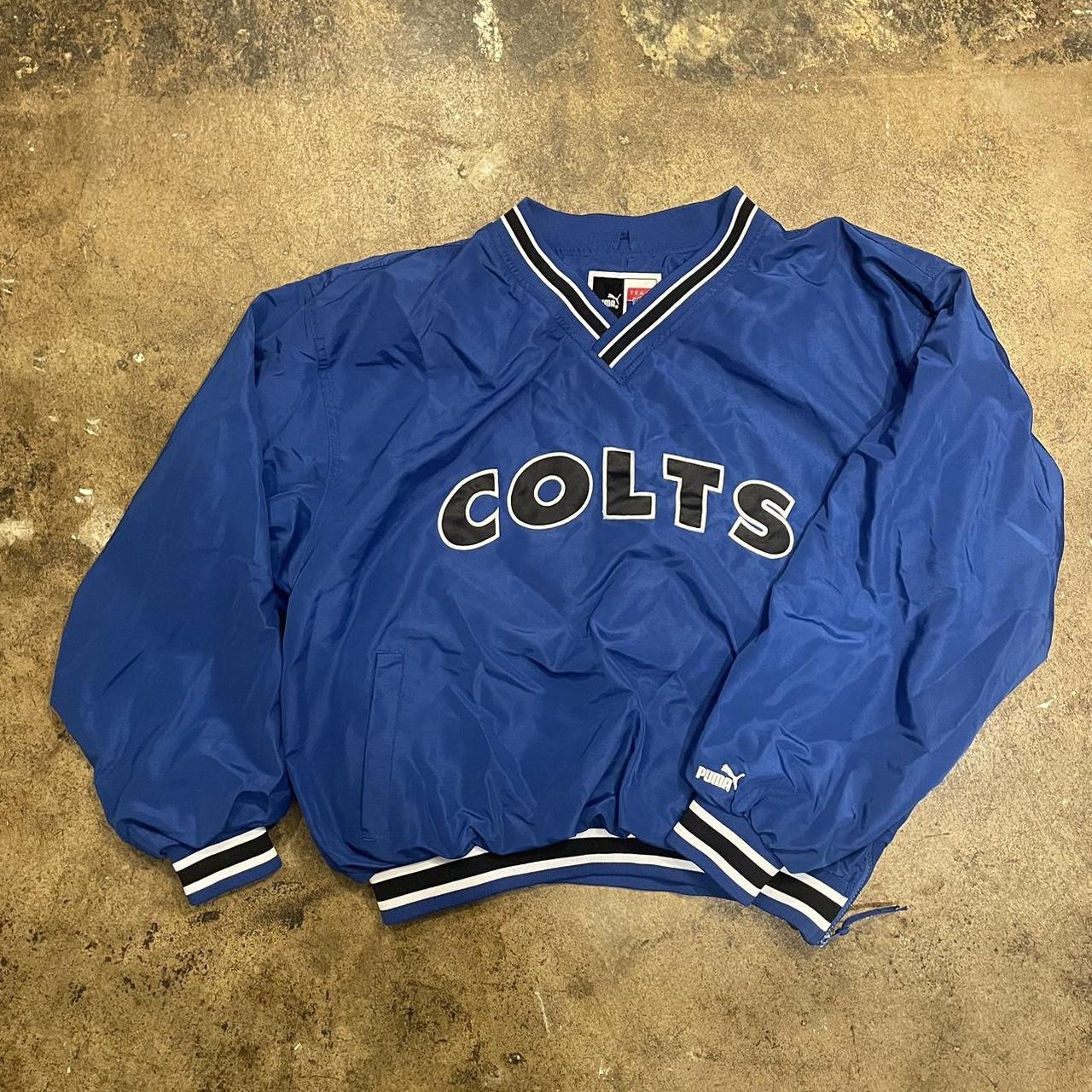 Puma blue and black nfl colts windbreaker jacket... - Depop