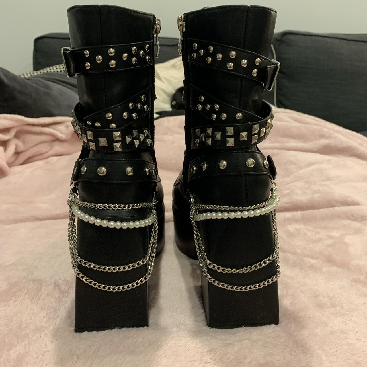 Black studded / chain platform boots - RRP price... - Depop