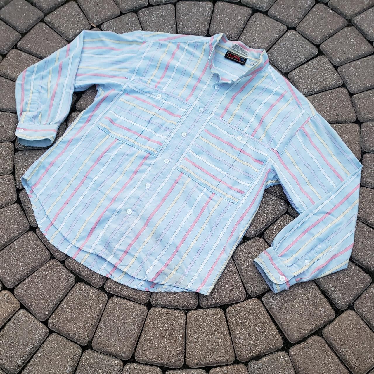Vintage 80s Colorblock Button Up Sized Medium-... - Depop