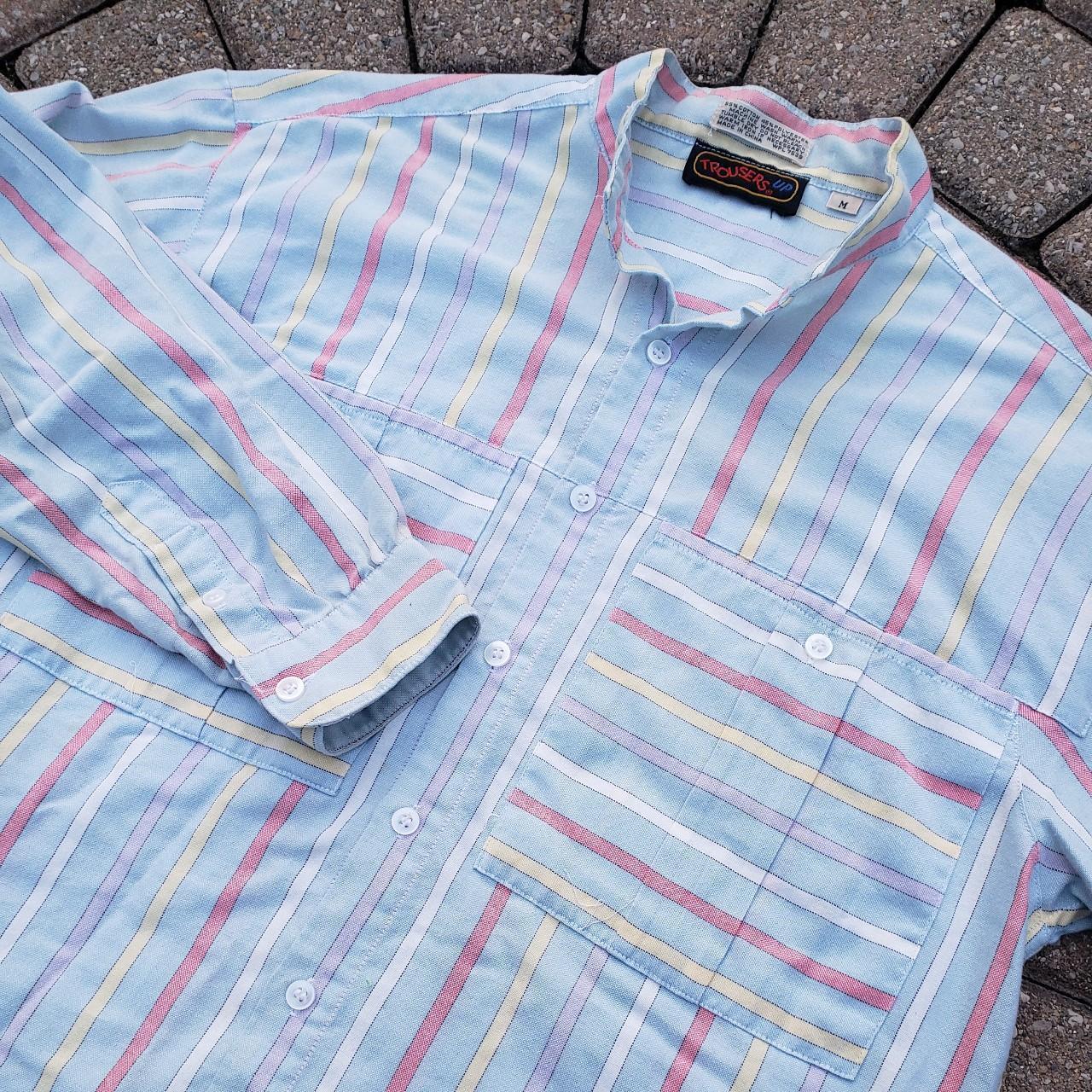 Vintage 80s Colorblock Button Up Sized Medium-... - Depop