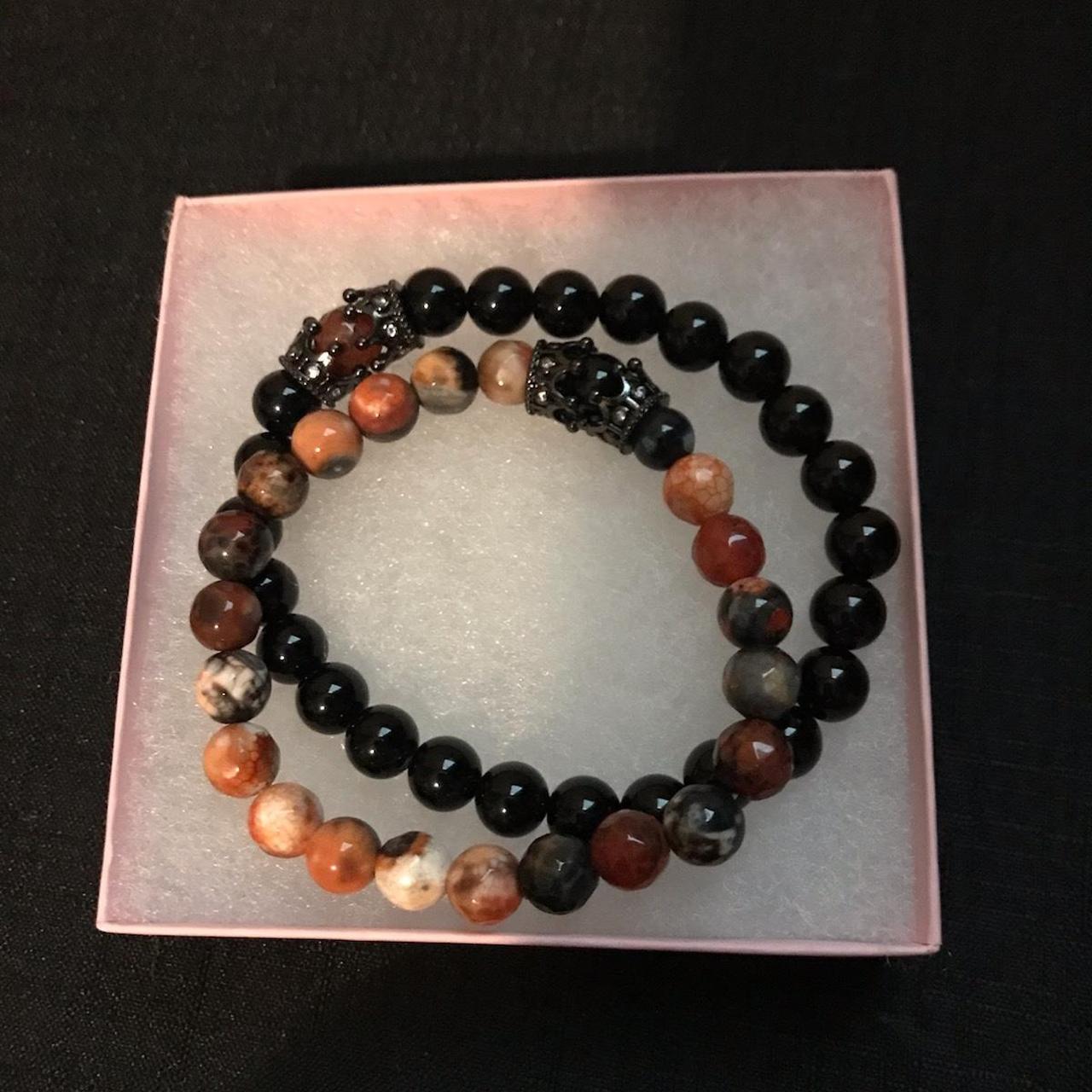 Onyx & fire agate bracelet bundle set #crystals... | Depop