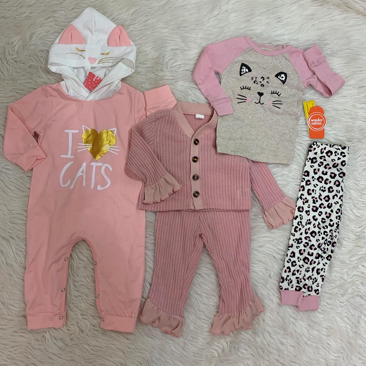 girl pink cat pajamas jumpsuit & outfit bundle all... | Depop