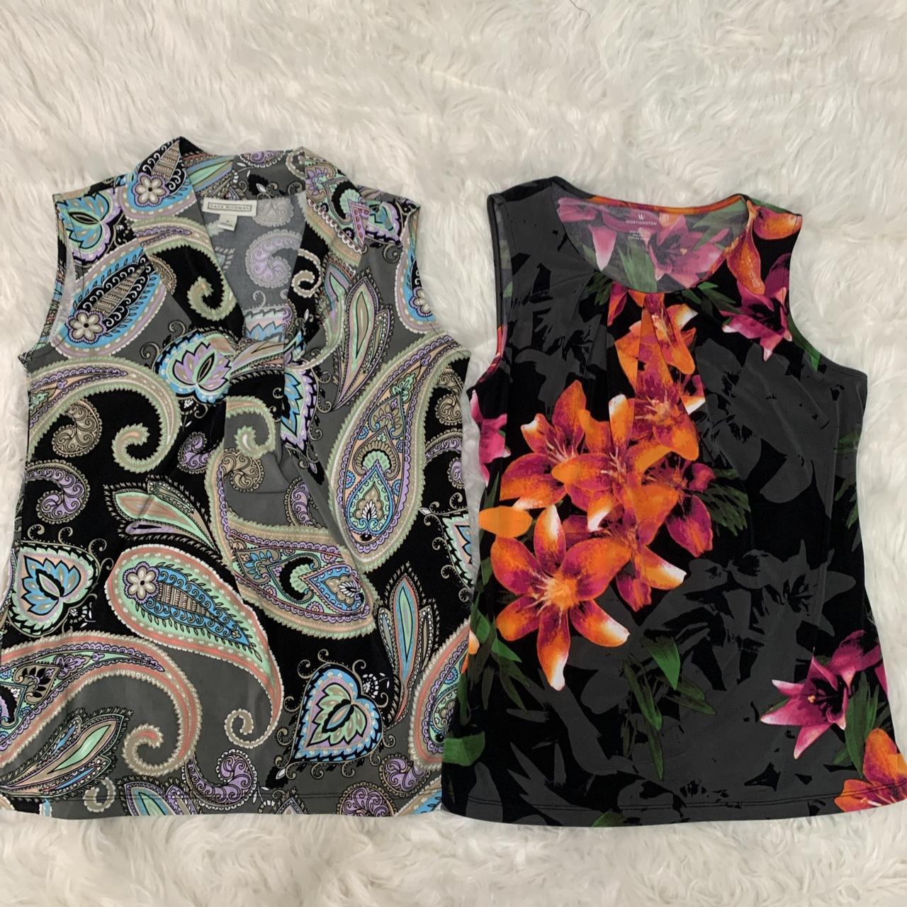 women paisley & tropical tank tops both small see... | Depop