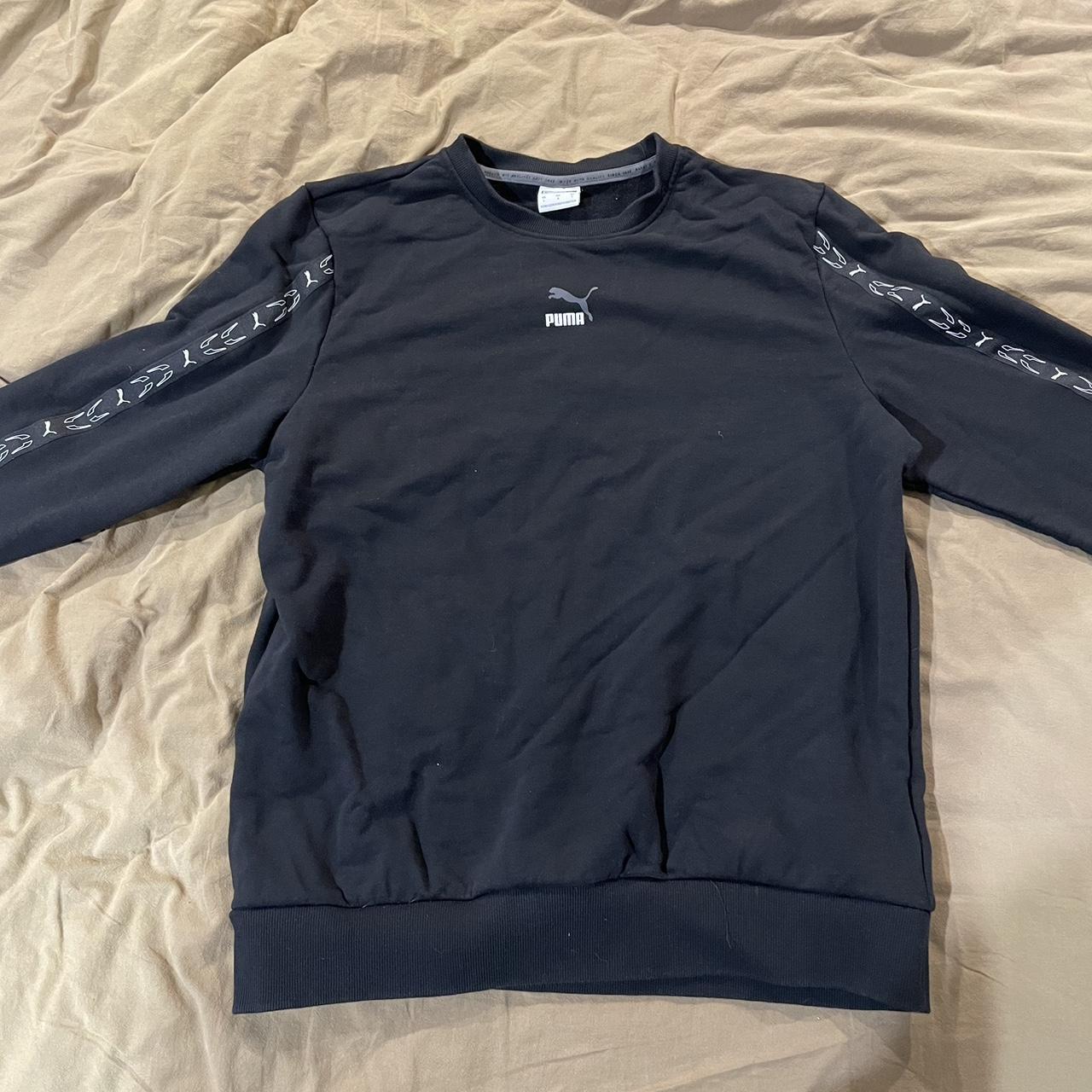 black large puma jumper, worn once good condition.... - Depop
