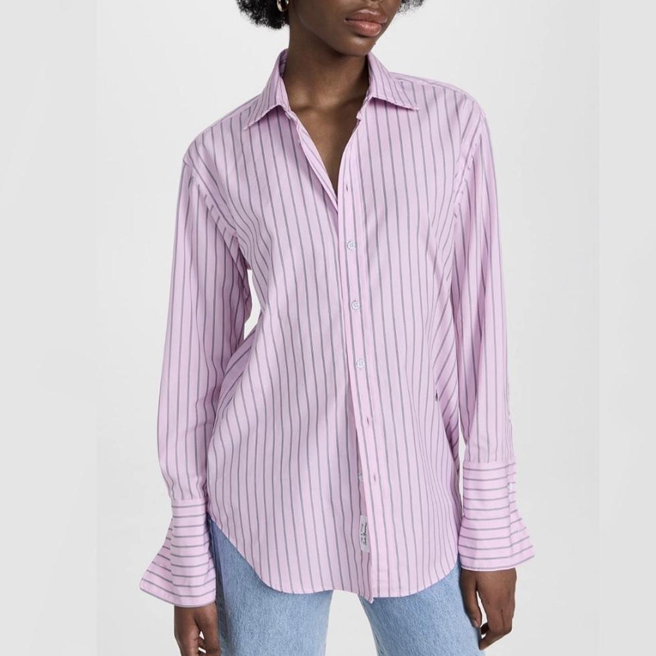 Rag & Bone Diana Striped Oversized Shirt Pink Stripe... - Depop