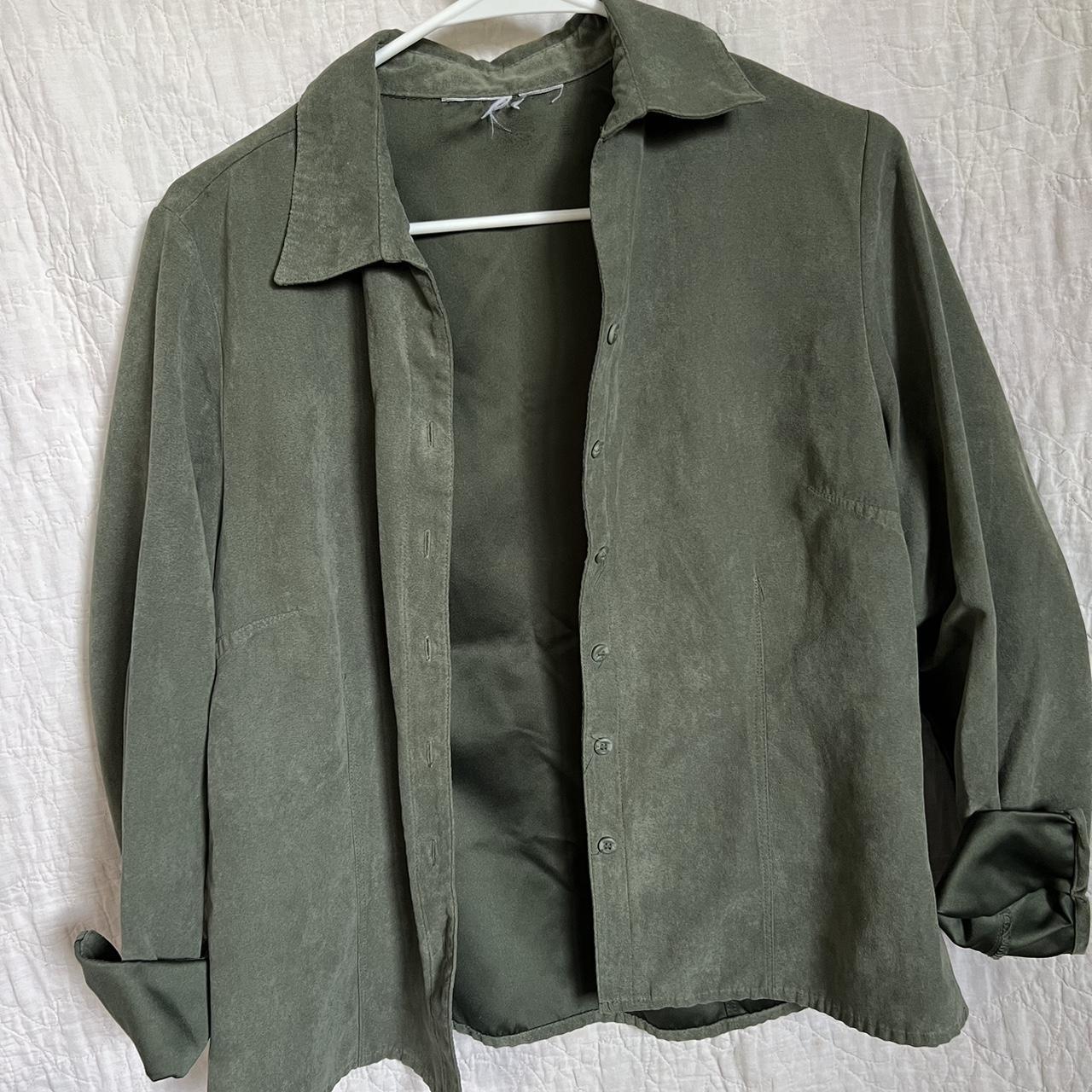 Velvet Button Down Gorgeous green velvet button... - Depop