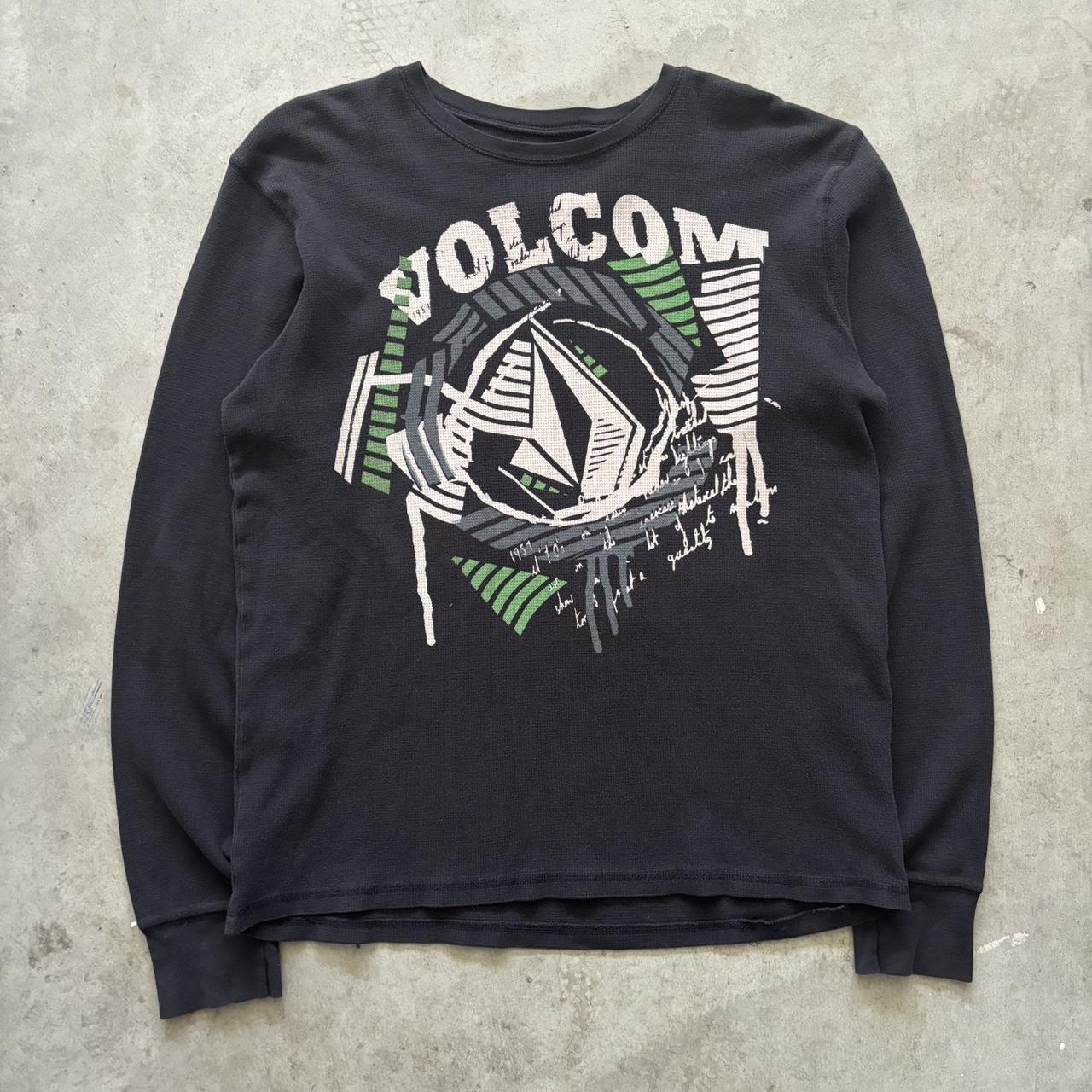 🛹Y2K Volcom Skater Black Thermal Long Sleeve -Size... - Depop