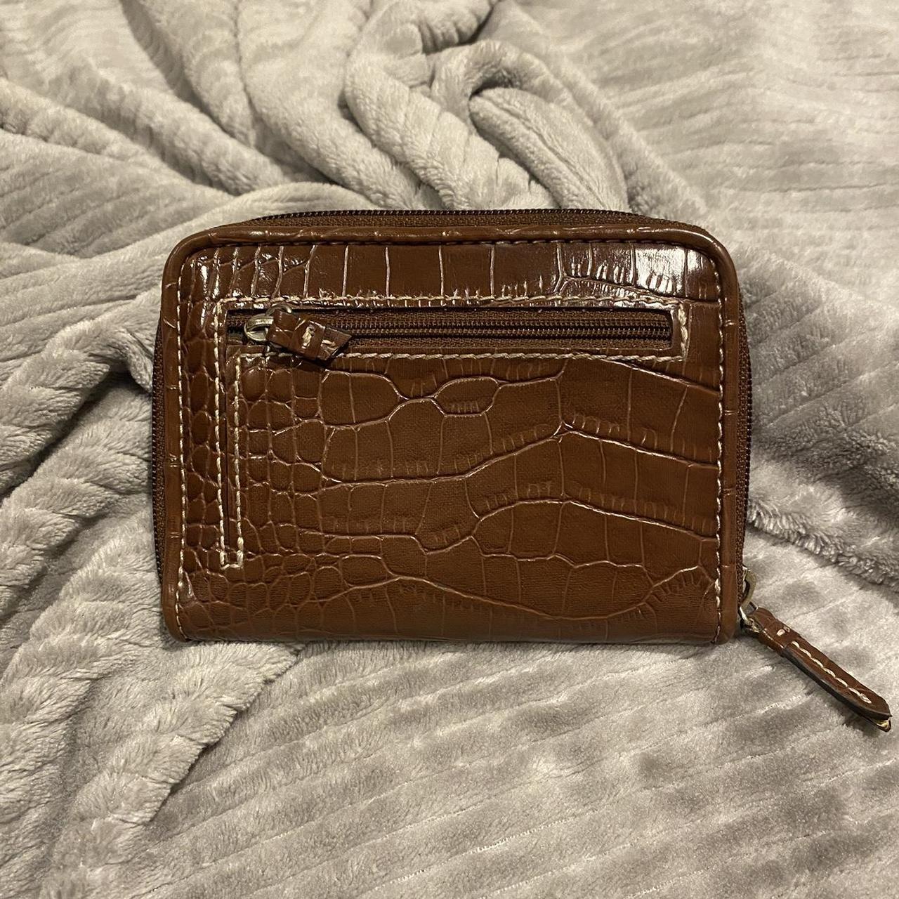 villager brown imitation crocodile leather wallet - Depop