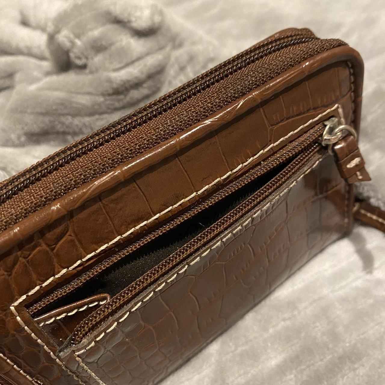 villager brown imitation crocodile leather wallet - Depop