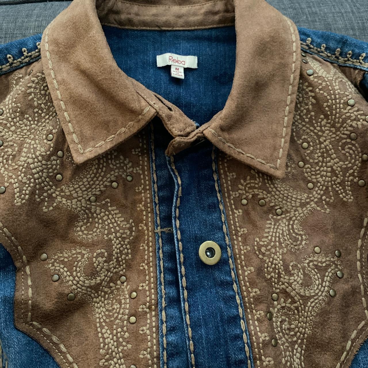 Super cute cowboy jean jacket 🌾 From Reba size m... - Depop