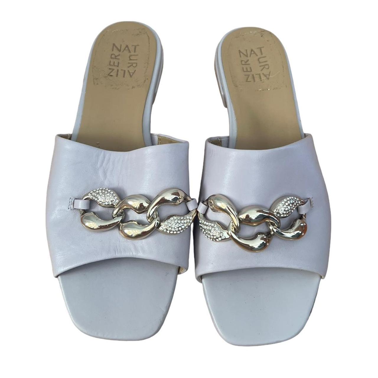 Pastel blue silver grandma chain bling dress up flat... - Depop