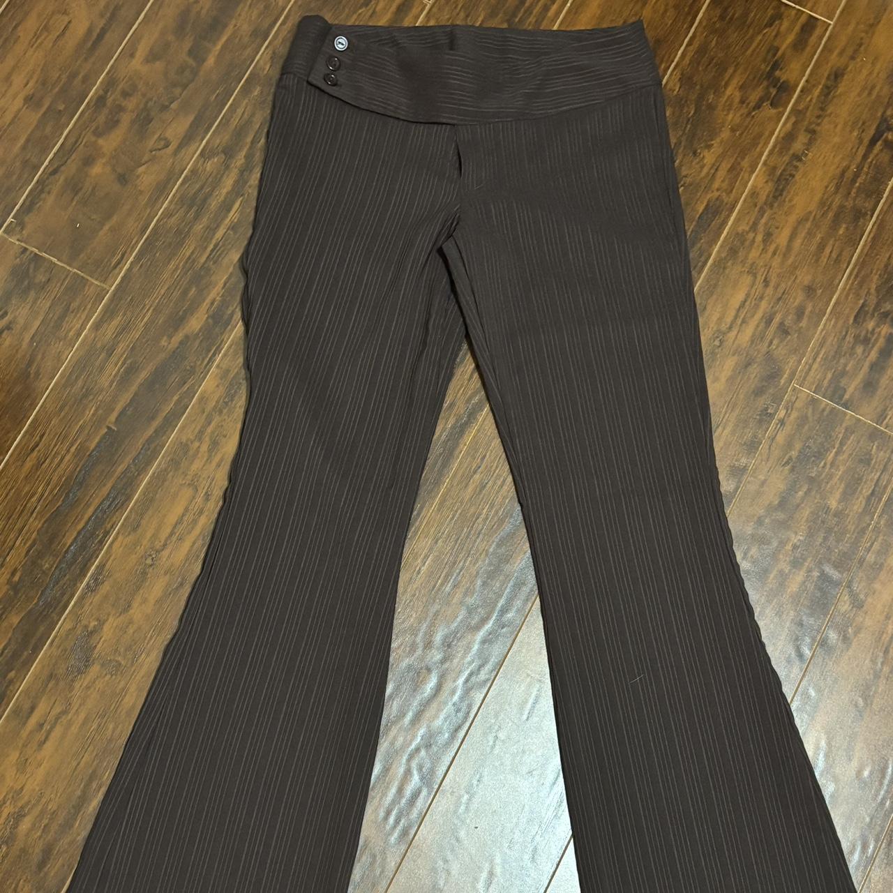 Vintage 90s low rise brown pinstripe pants Cute... - Depop