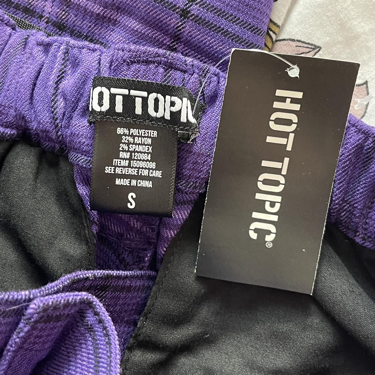 Hot Topic purple plaid pants with black buckle belt.... - Depop
