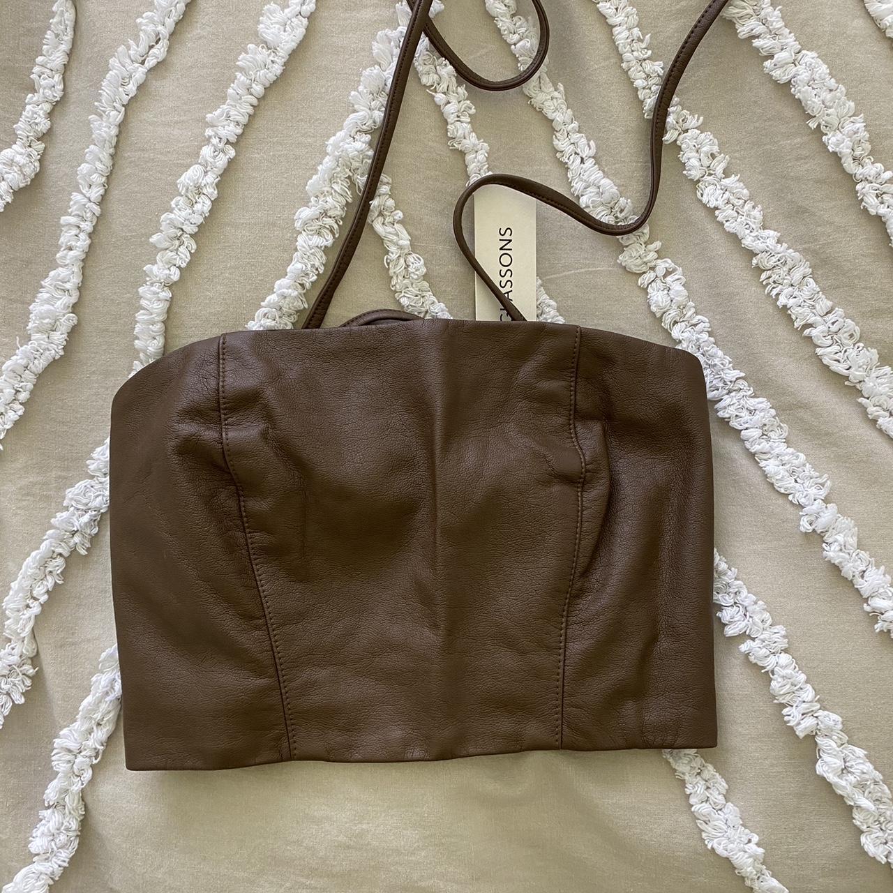 Brown leather corset top BNWT size 6 - Depop
