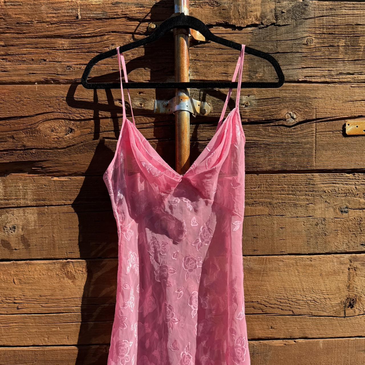 Perfect vintage pink slip. Pretty florals and very... - Depop