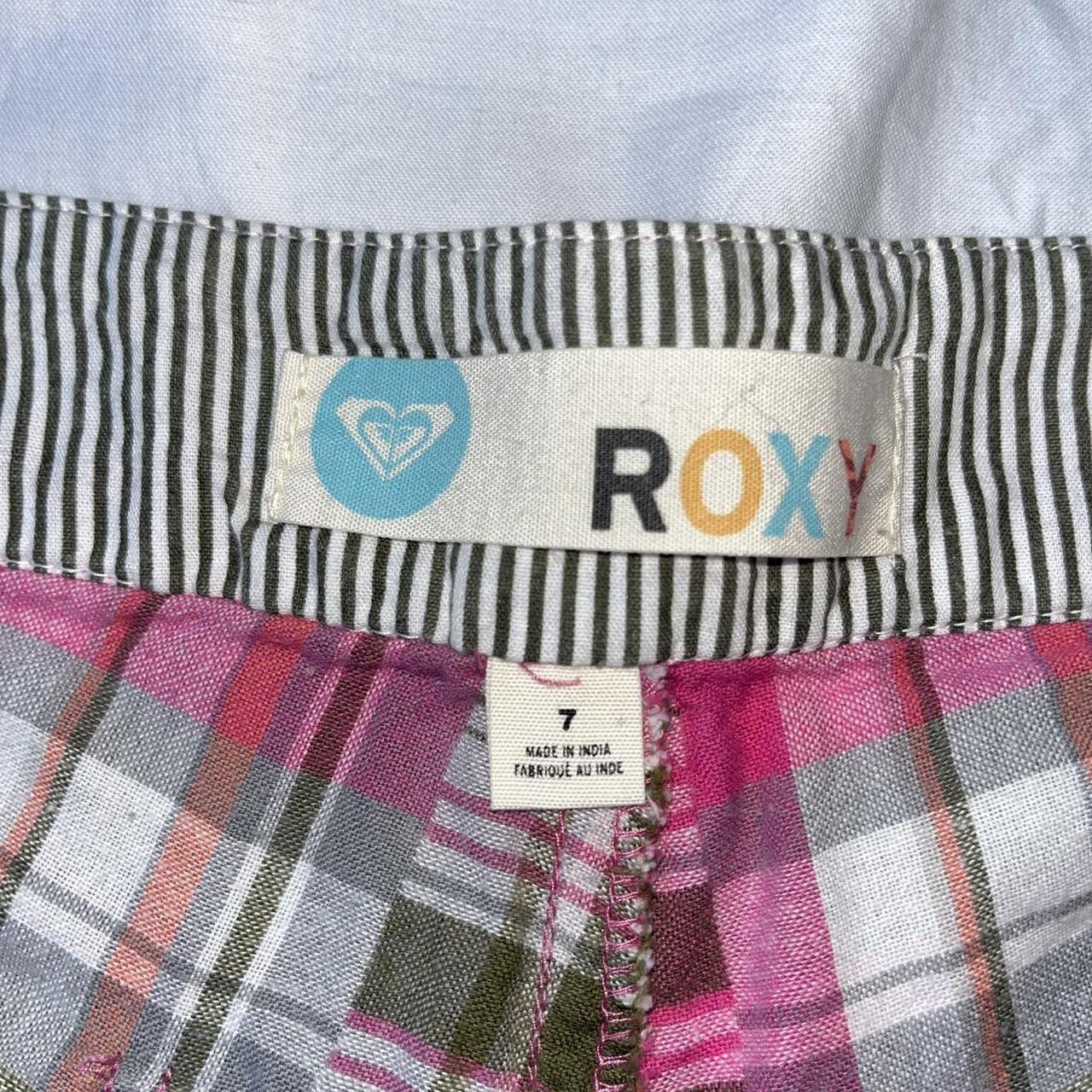 Roxy vintage 2000s low rise pink and green plaid... | Depop
