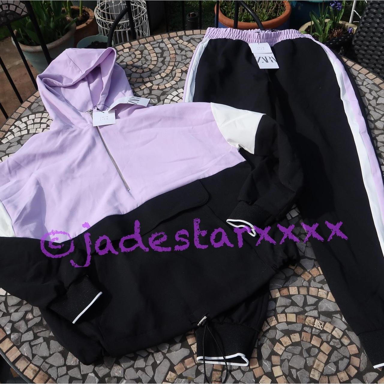 Zara grey and purple matching tracksuit set Jacket... - Depop