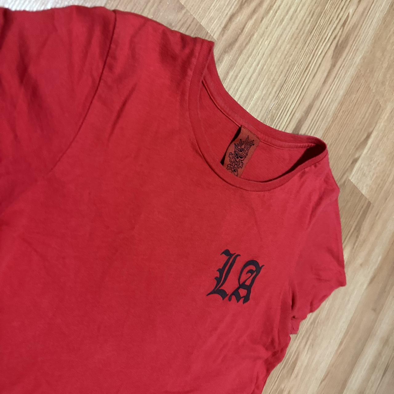 red and black gothic spelling and dagger graphic on... - Depop