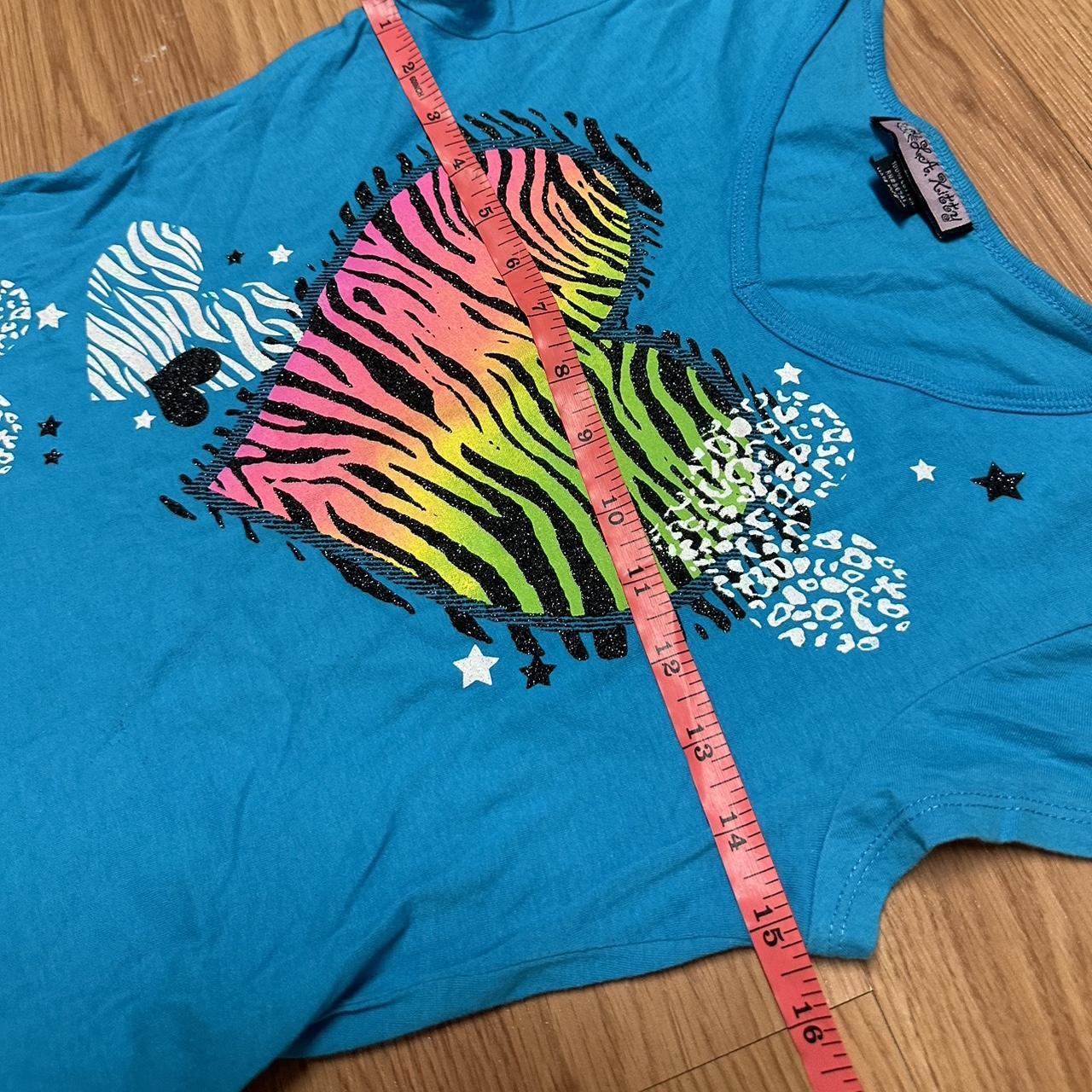 y2k la kitty blue scenemo zebra shirt rainbow zebra... - Depop