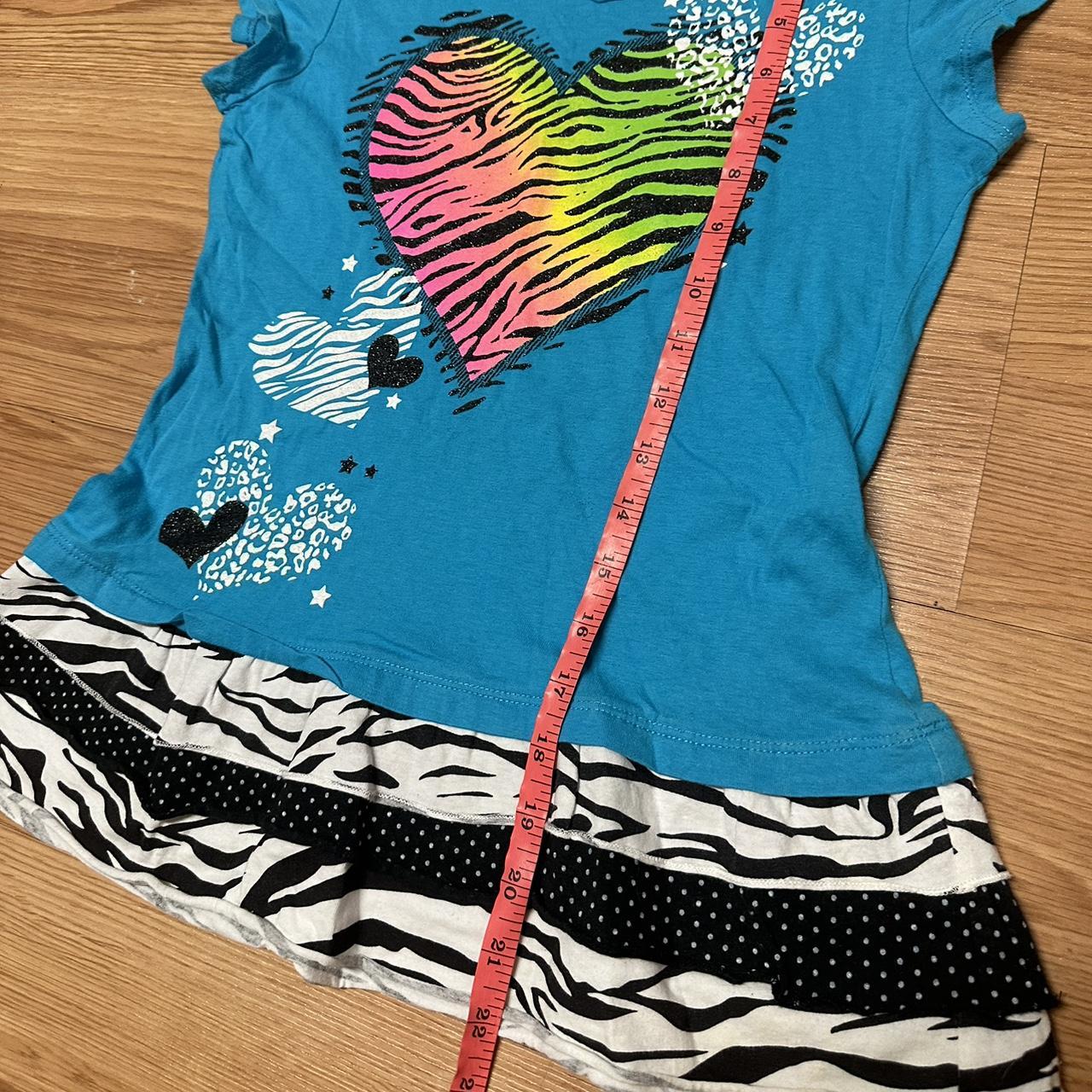 y2k la kitty blue scenemo zebra shirt rainbow zebra... - Depop