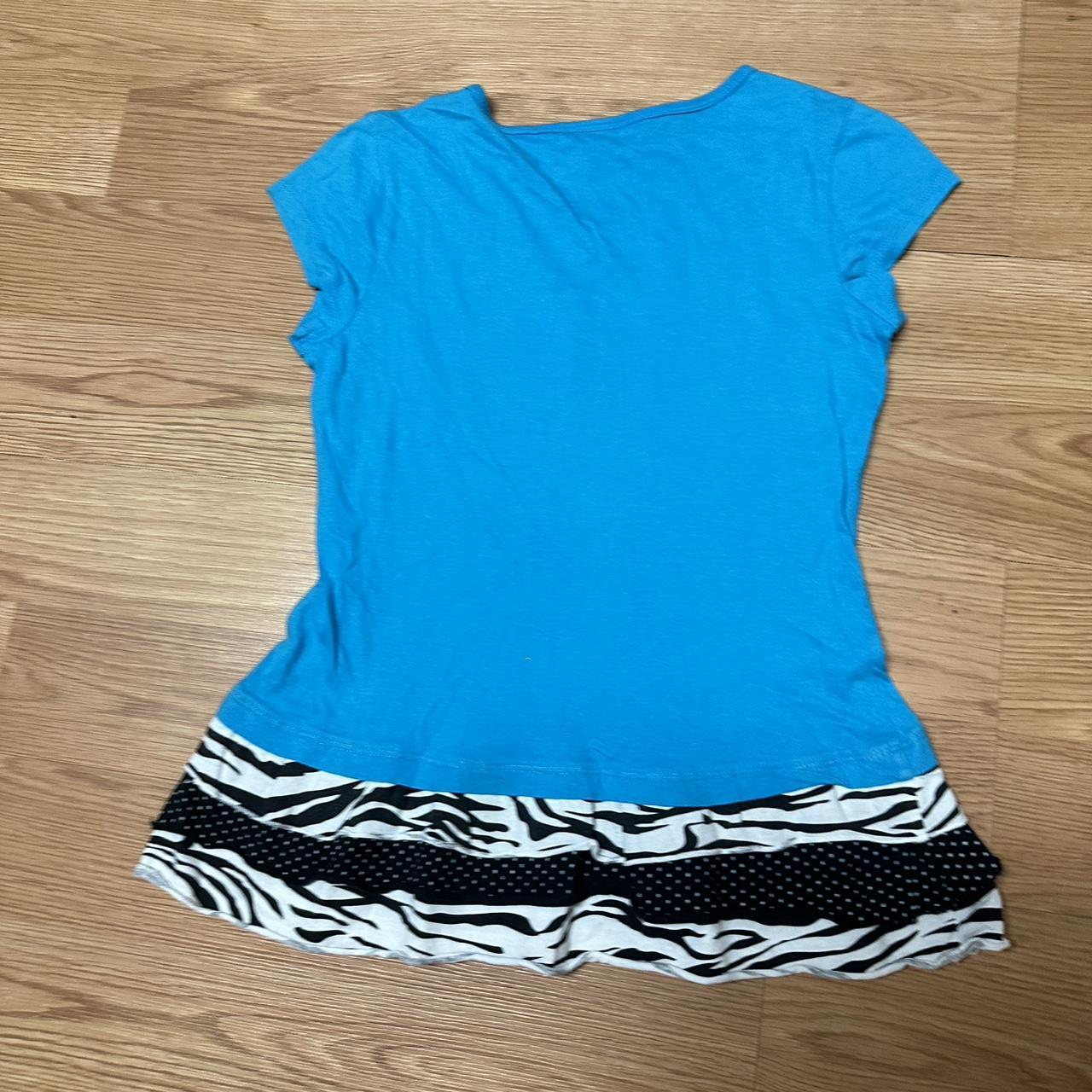 y2k la kitty blue scenemo zebra shirt rainbow zebra... - Depop