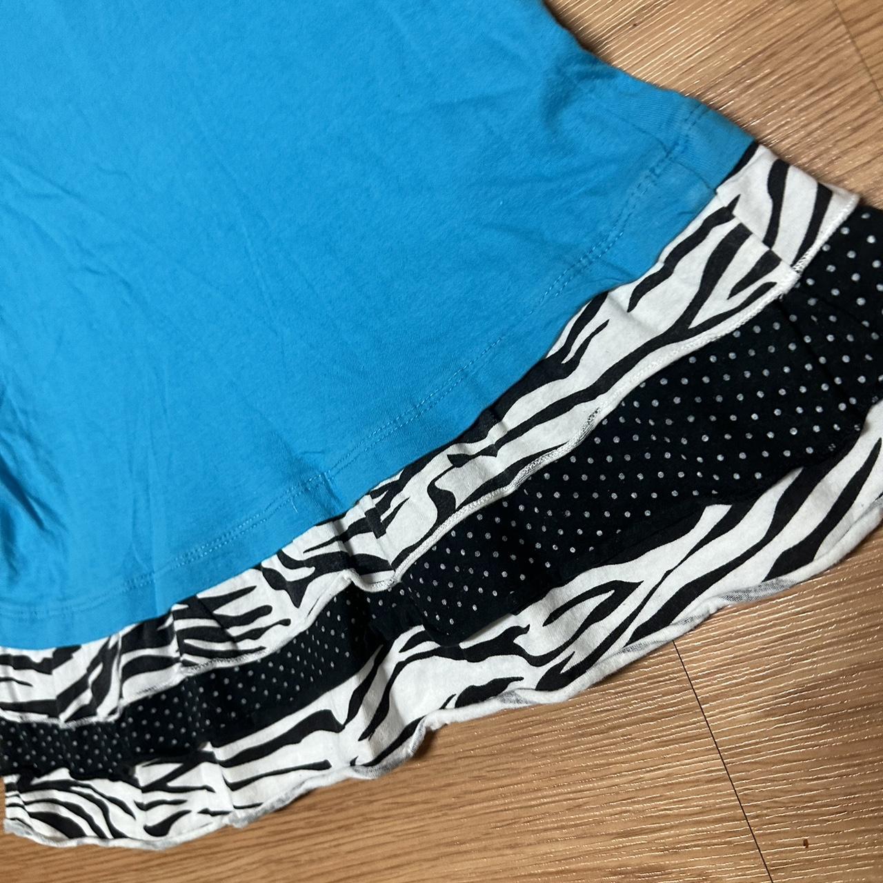 y2k la kitty blue scenemo zebra shirt rainbow zebra... - Depop