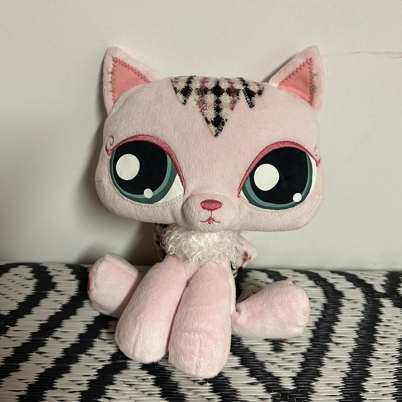 littlest pet shop cat plush from 2007 pink cat lps... - Depop