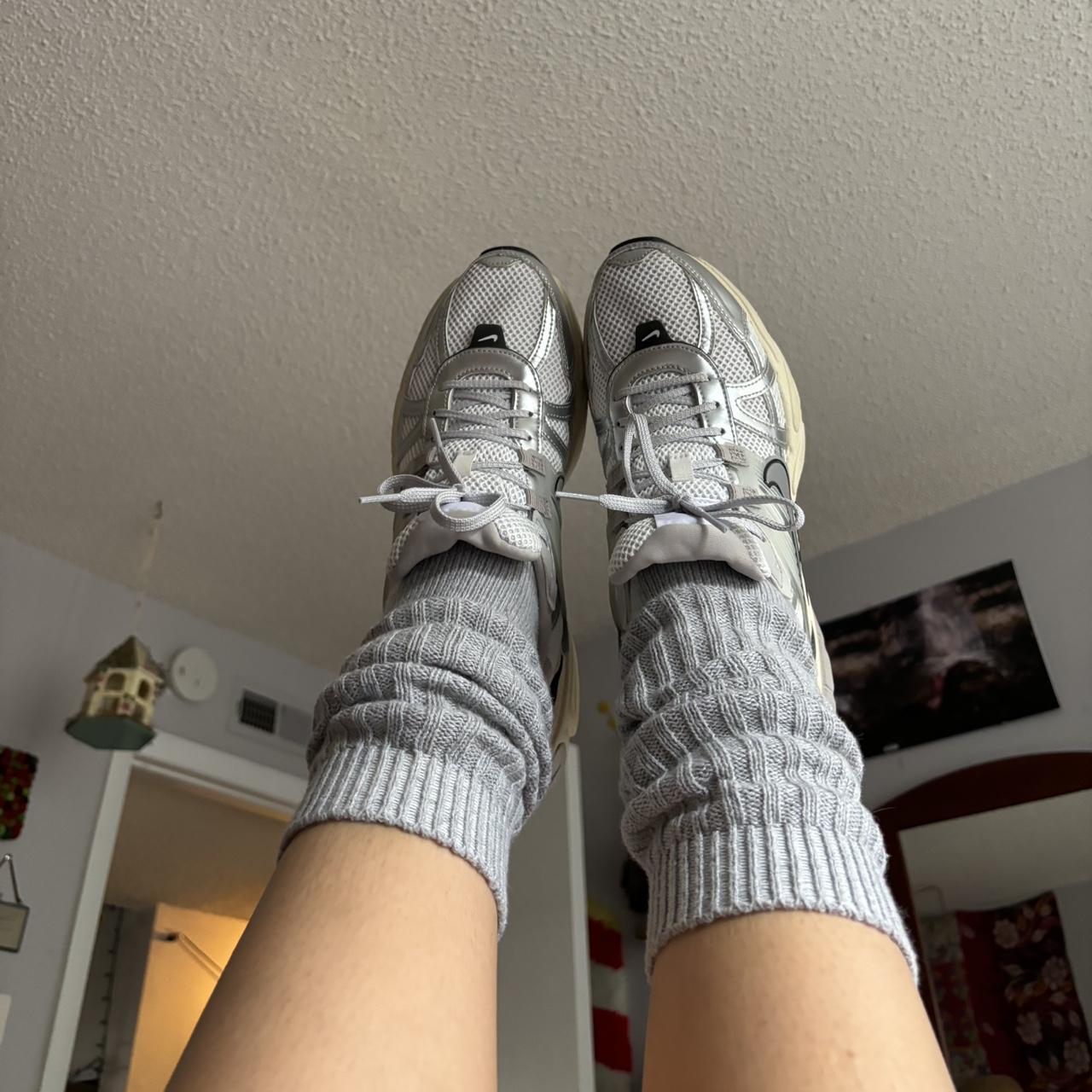 Nike V2K running sneaker in silver/white! Size 9.5... | Depop